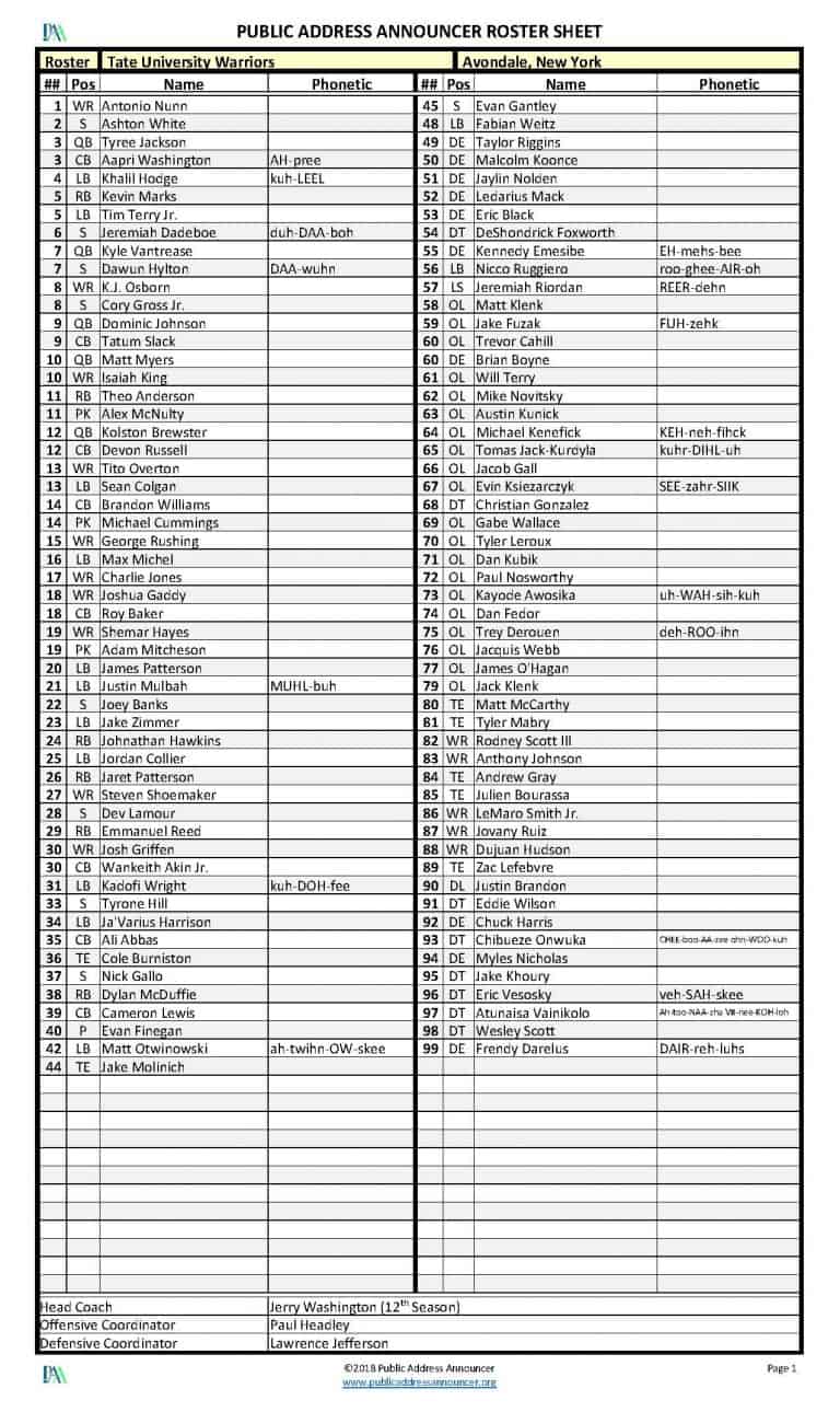 Public Address Announcer Forms