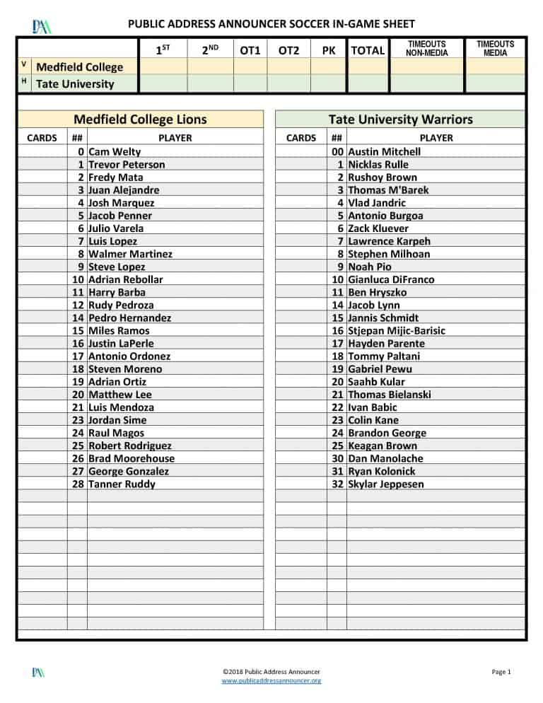 Public Address Announcer Forms