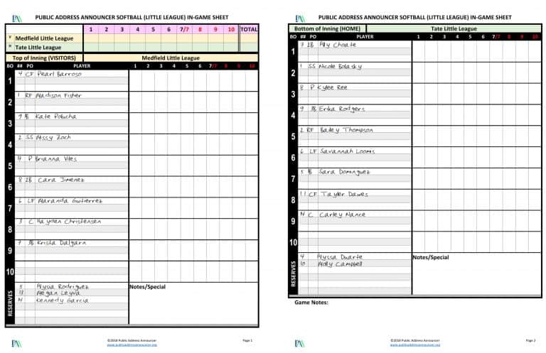 Public Address Announcer Forms