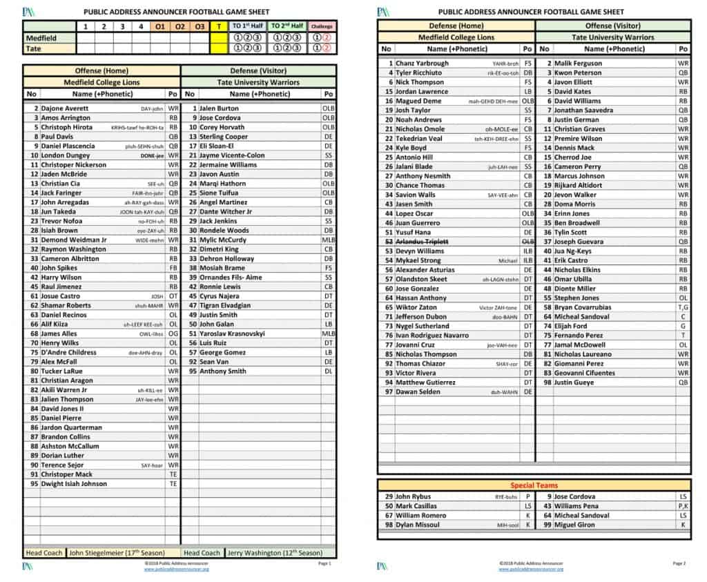 Public Address Announcer Forms