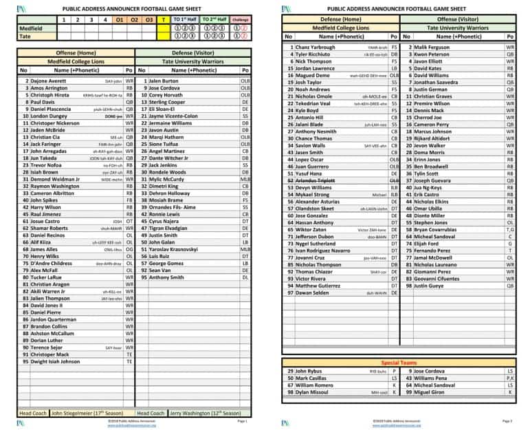 Public Address Announcer Forms