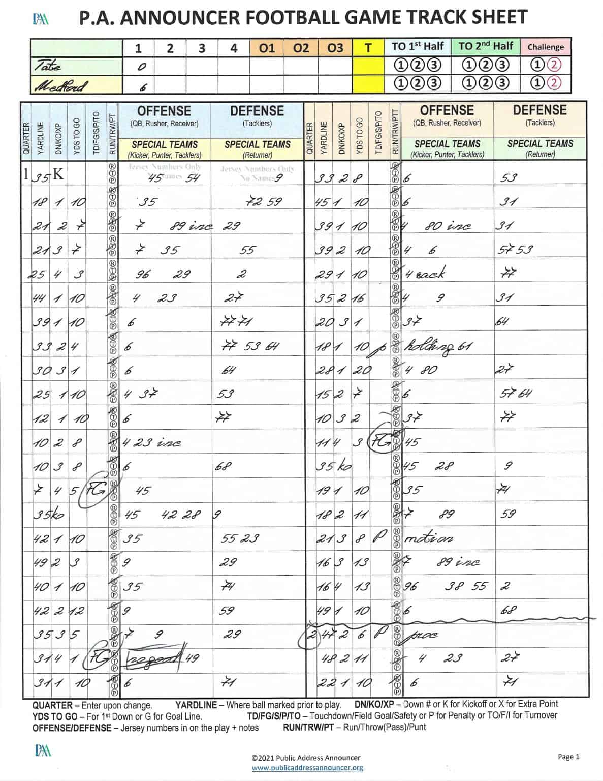 Public Address Announcer Forms